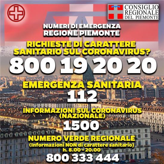 NUMERI DI EMERGENZA PER CORONAVIRUS